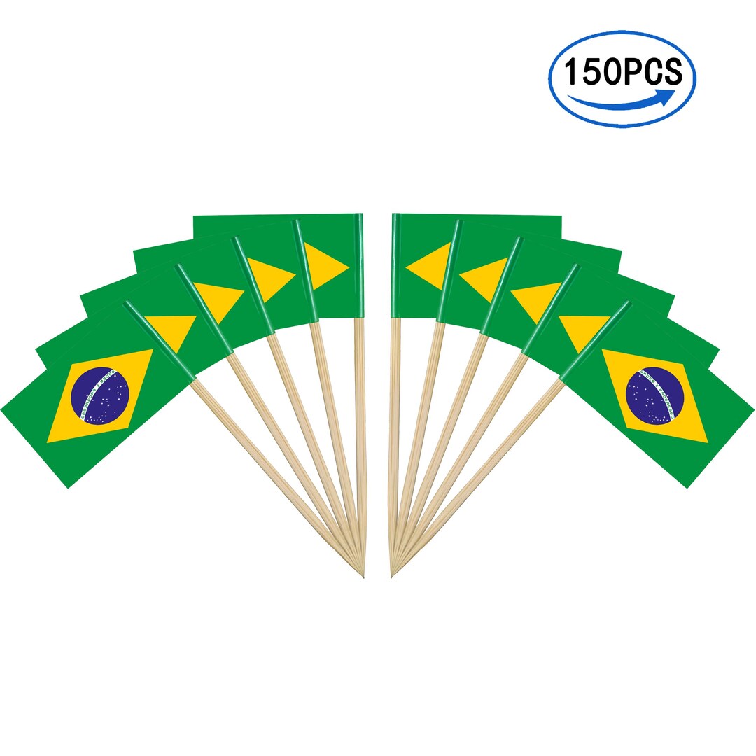 150PCS Brazil Flag Brazilian Small Toothpick Decor Mini Cupcake Toppers ...