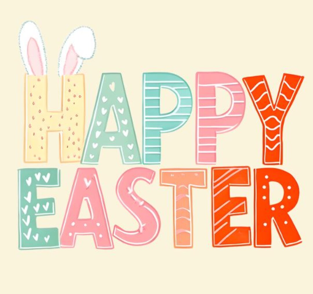 Happy Easter Text With Bunny Ears - Etsy