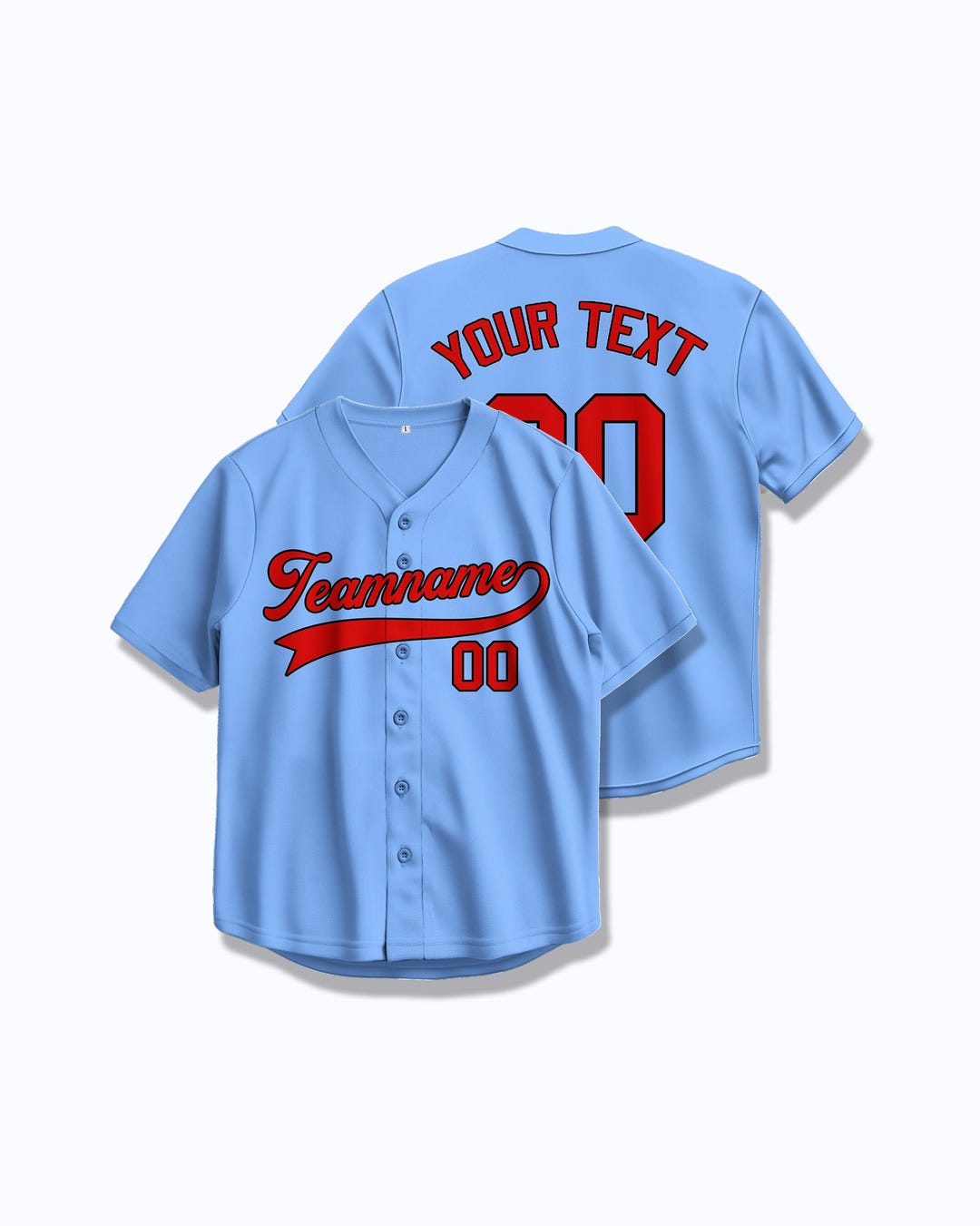 Light Blue Custom Baseball Jersey With Embroidery & Heat Press ...