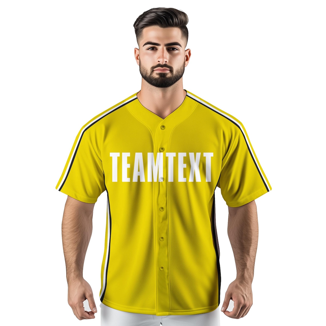 Custom Yellow Baseball Jersey – Shoulder Stripe Embroidery or Heat ...
