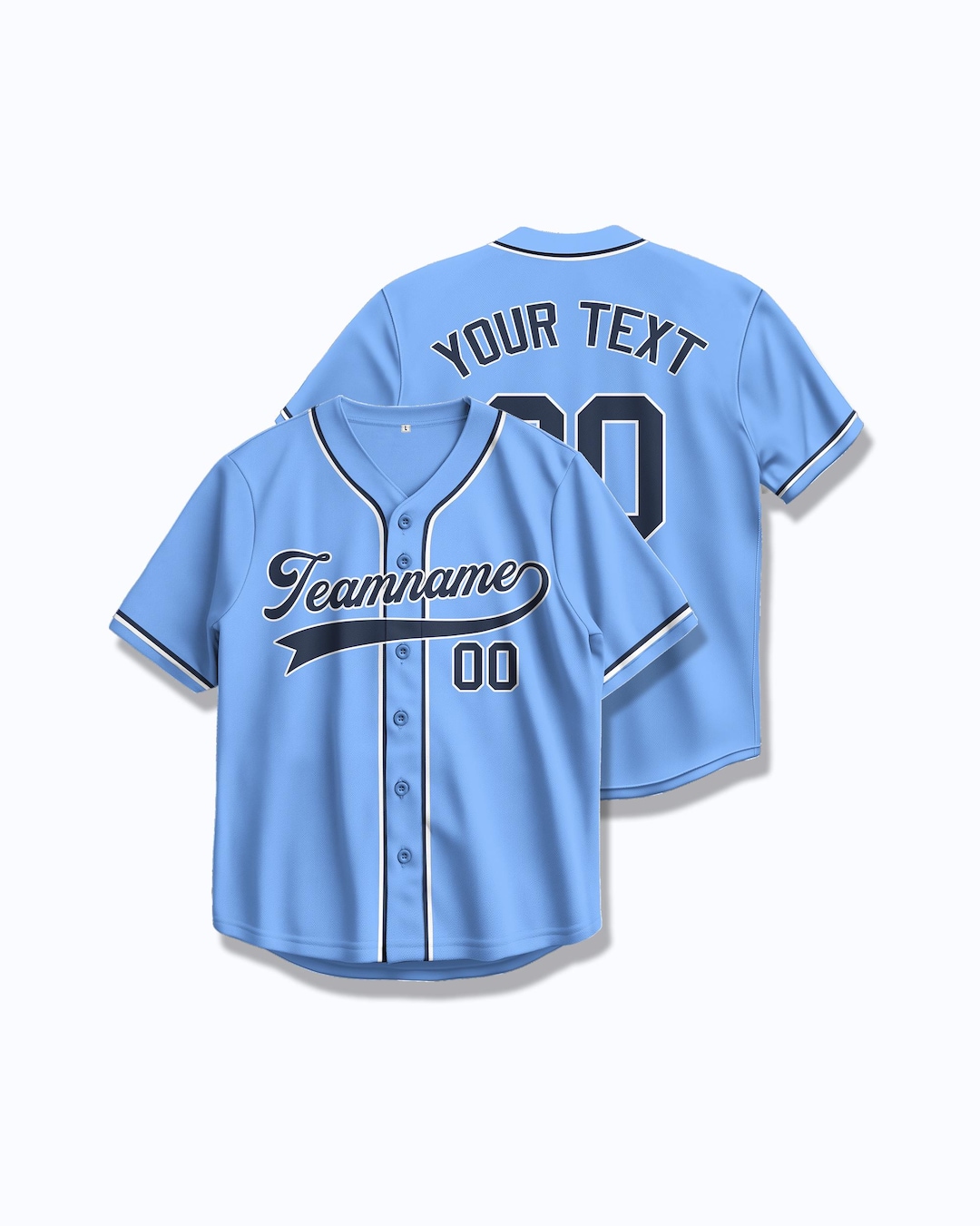 Custom Sky Blue Baseball Jersey With Heat Press or Embroidery ...