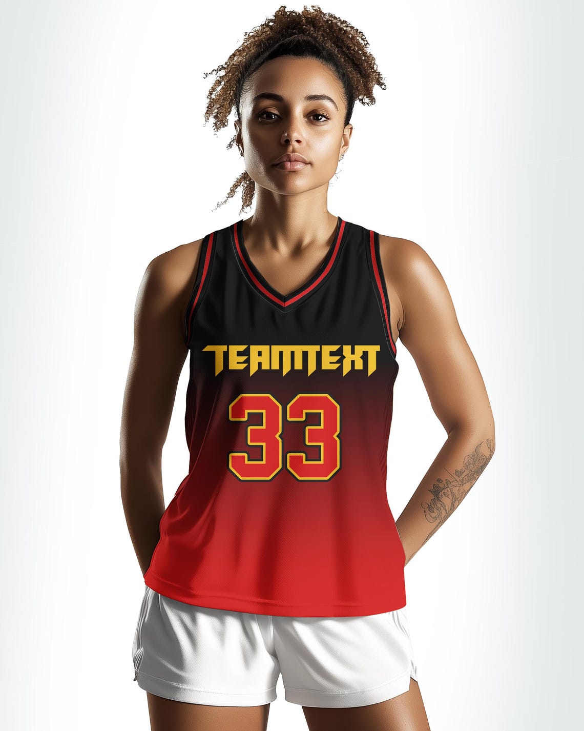 Custom Basketball Jersey Heat Press Gradient Black Red Style Flame Font ...