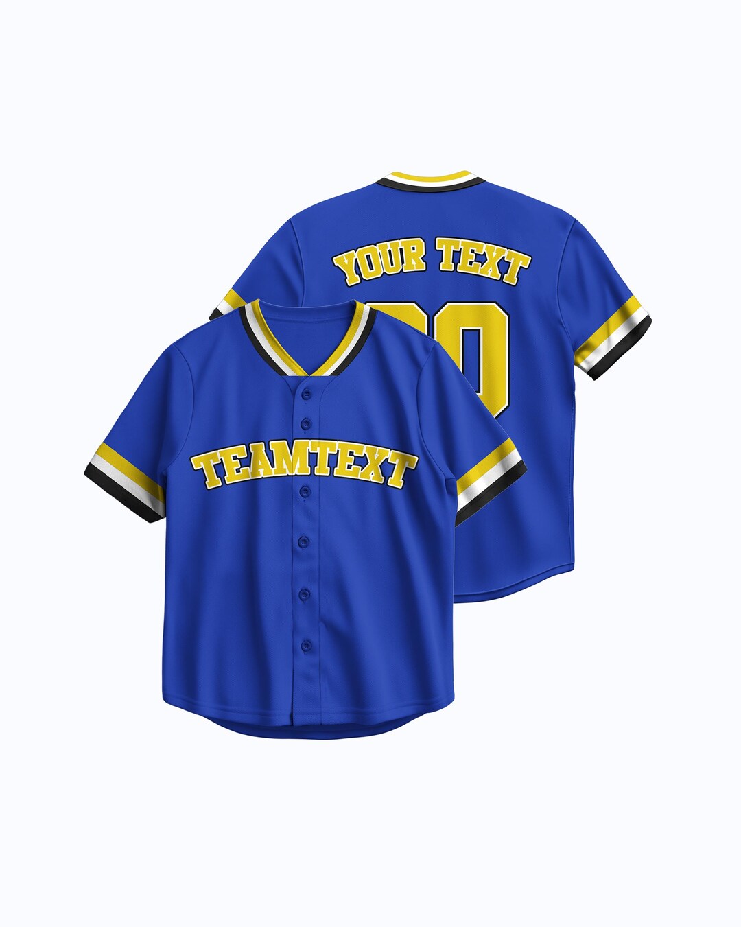Custom Blue Yellow Sports Jersey With Heat Pressed Number and ...