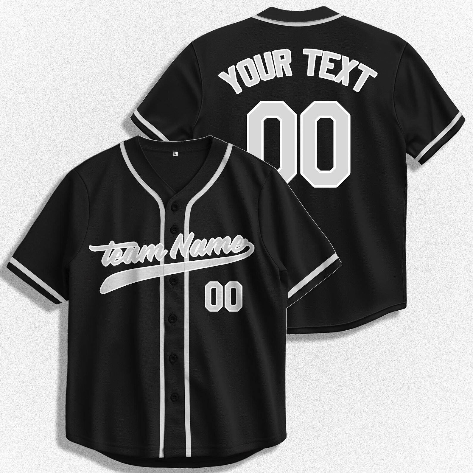 Outlined Text Custom Baseball Jersey, Embroidery or Heat Press ...