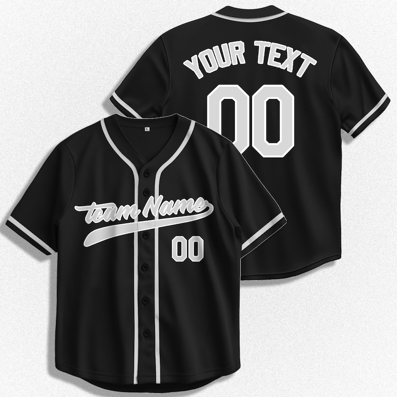 Outlined Text Custom Baseball Jersey, Embroidery or Heat Press ...