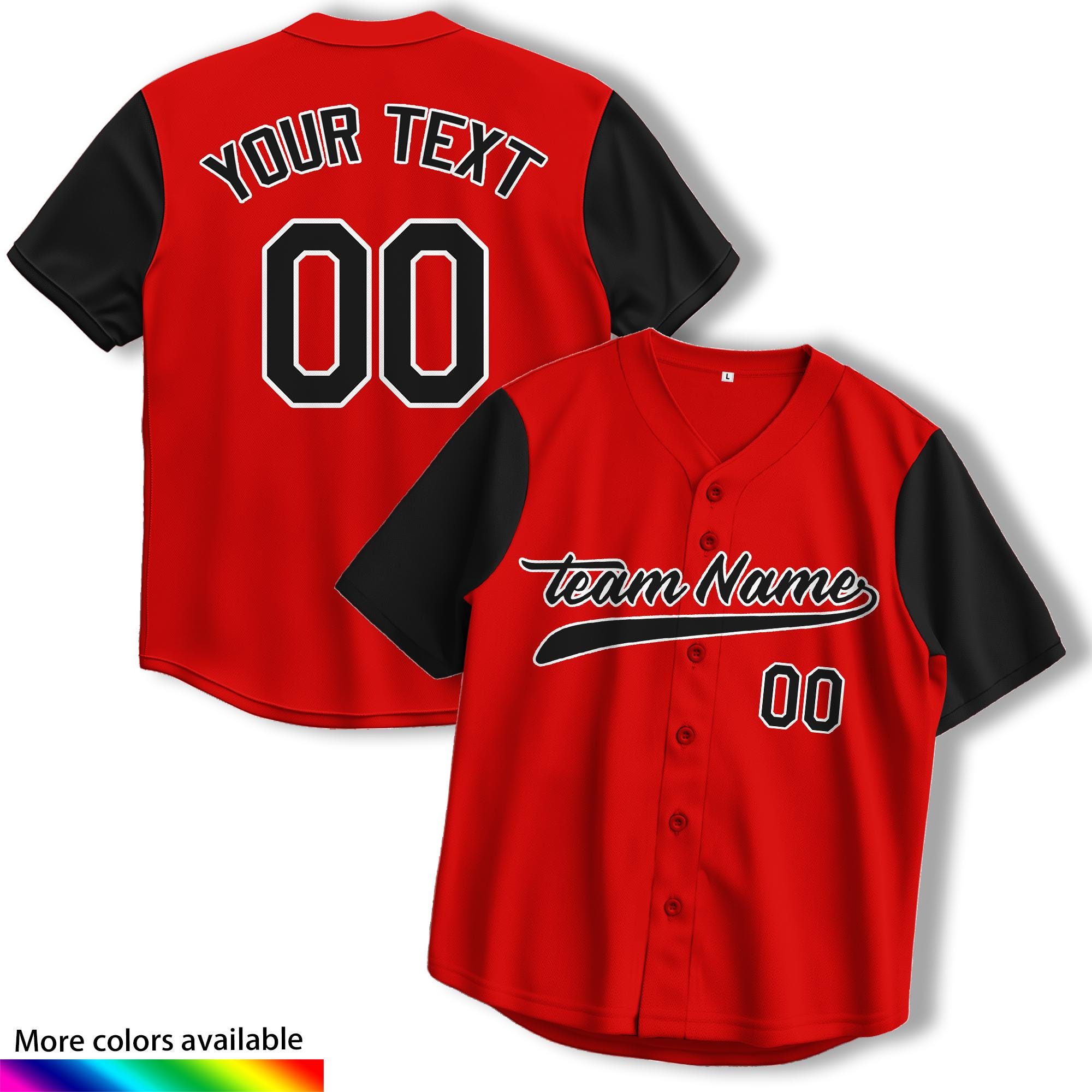 Custom Red Black Baseball Jersey – Personalized Team Shirt, Heat Press ...