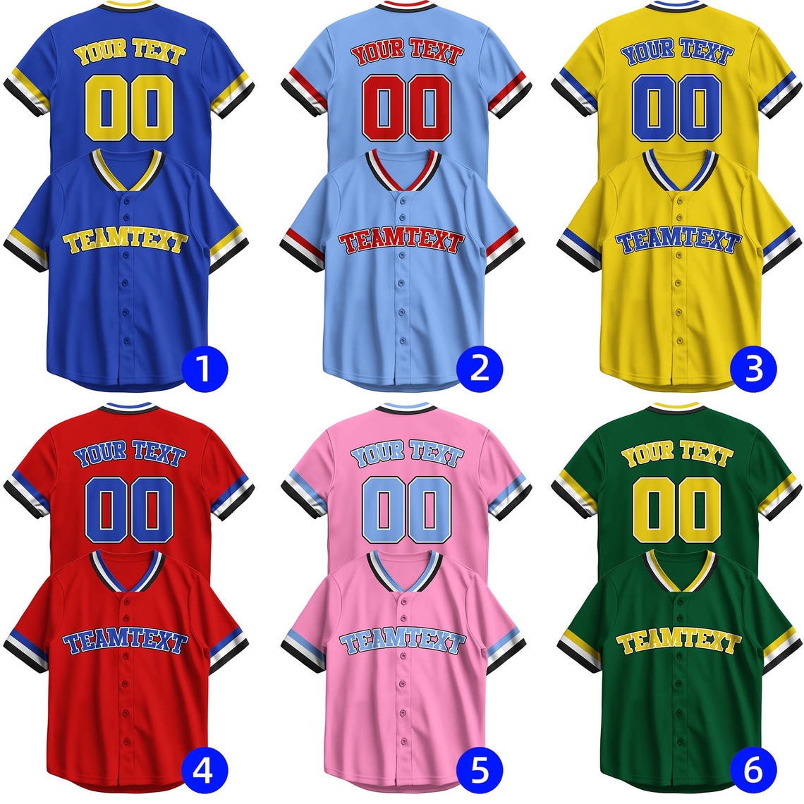 Custom Blue Yellow Sports Jersey With Heat Pressed Number and ...