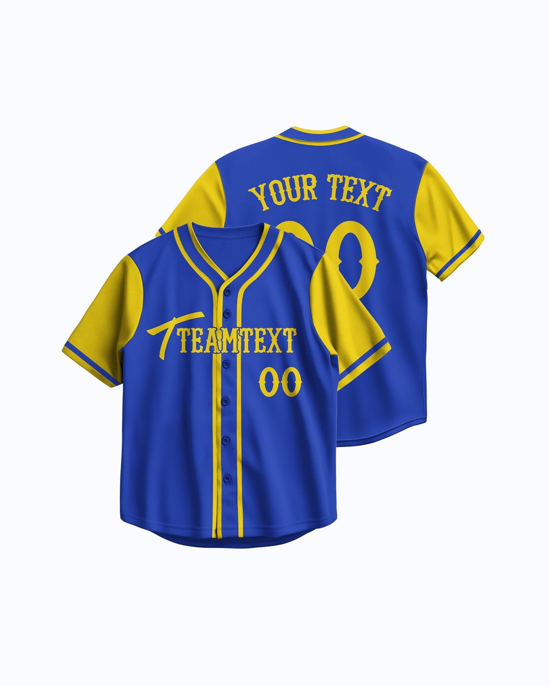 Royal Blue Yellow Baseball Jersey | Custom Team Uniform With Heat Press ...