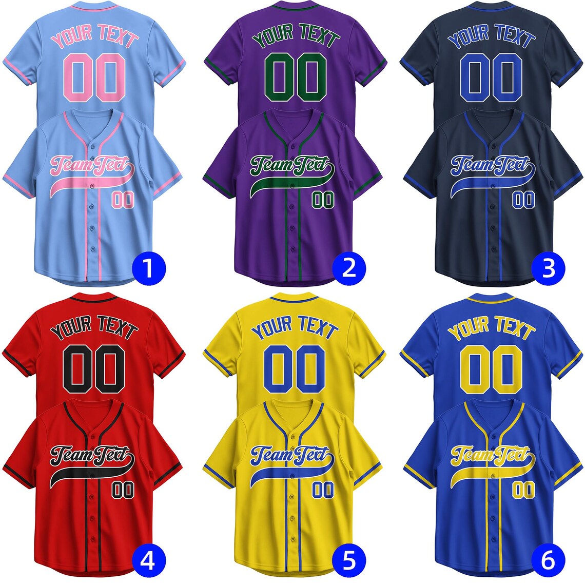 Custom Light Blue Baseball Jersey for Men Women With Heat Press ...
