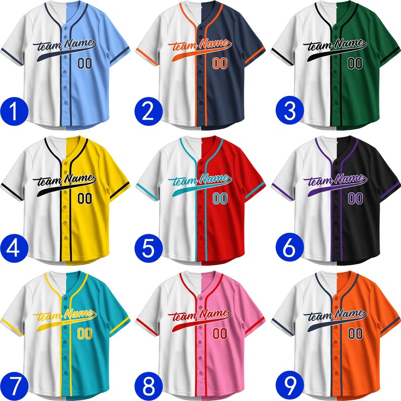 Custom Split Color Baseball Jersey, Personalized Team Name Number, Heat ...