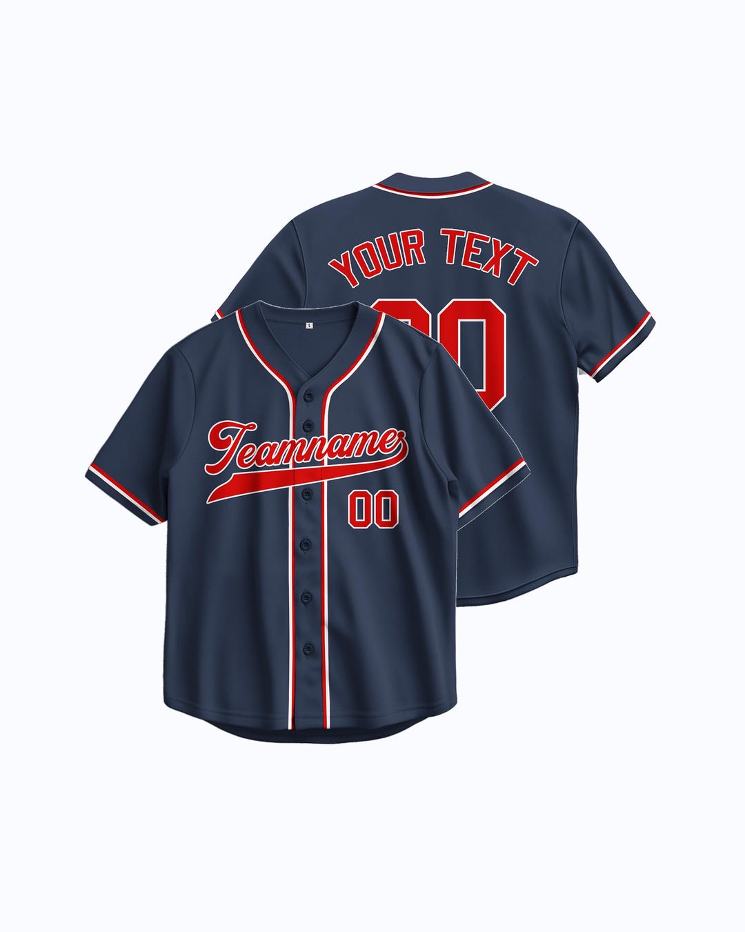 Navy Blue Custom Baseball Jersey – Heat Press & Embroidery Team Shirt ...