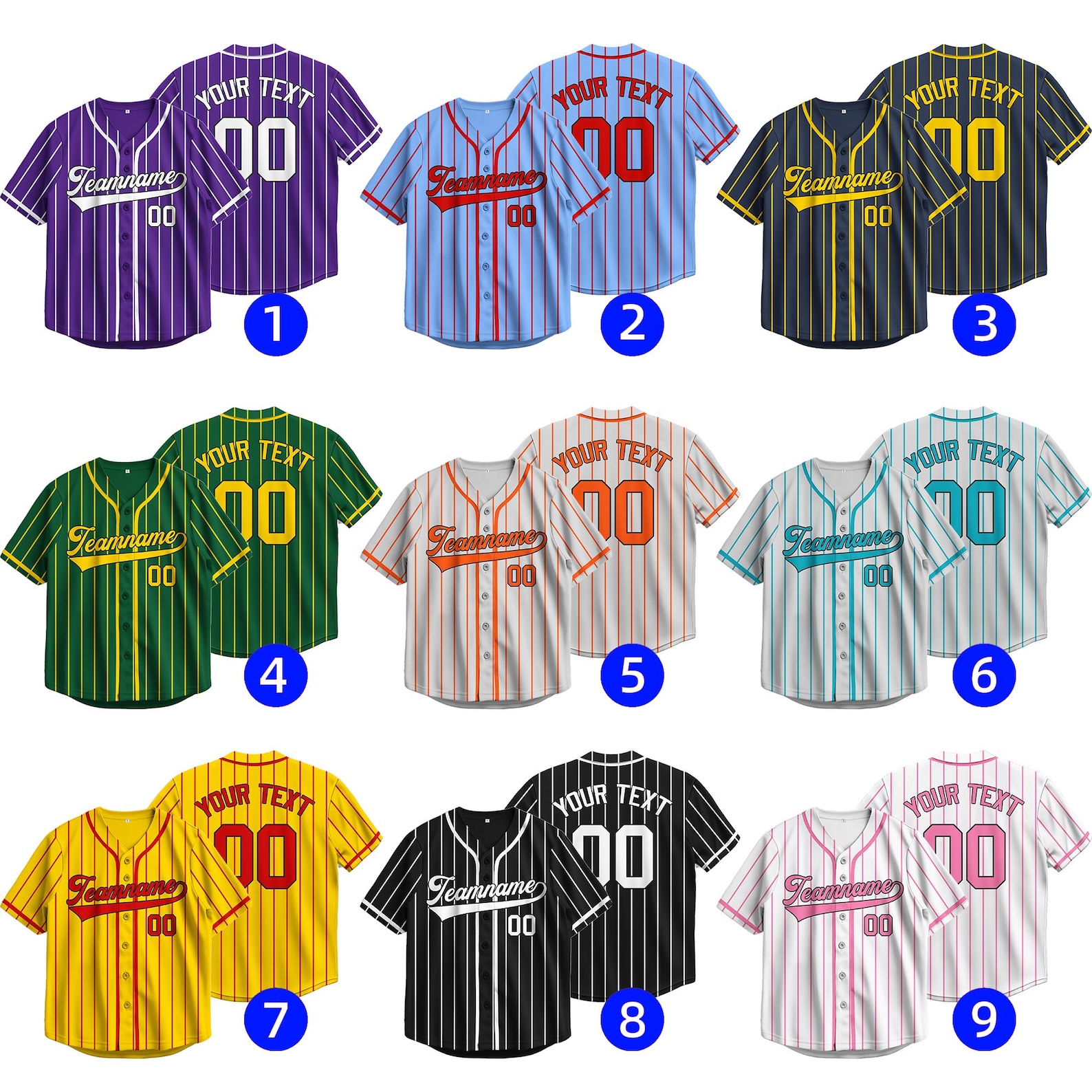 Custom Name & Number Baseball Jersey - Embroidery or Heat Pressed ...