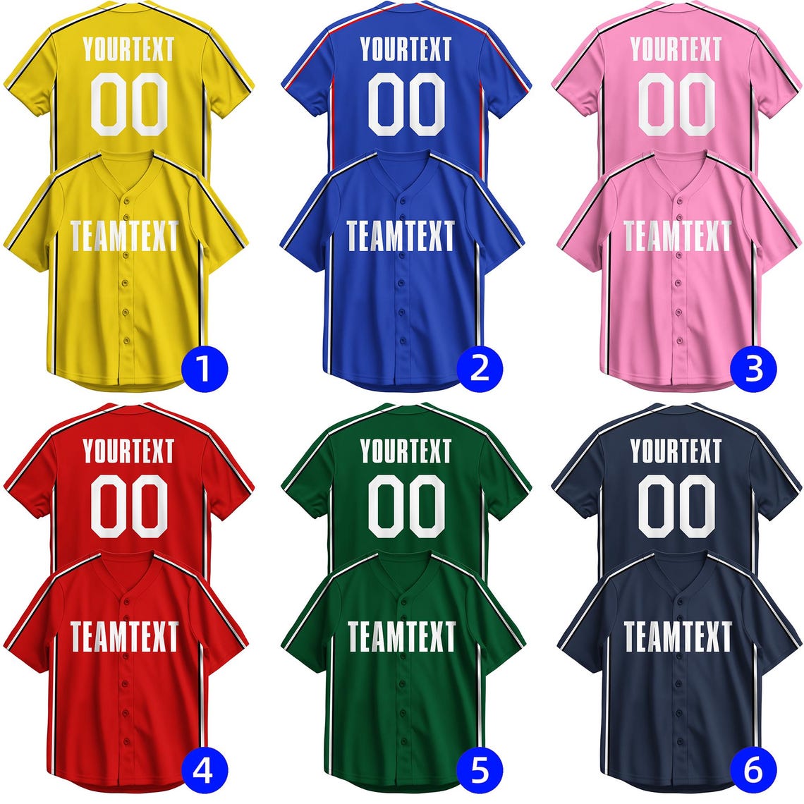 Custom Yellow Baseball Jersey – Shoulder Stripe Embroidery or Heat ...