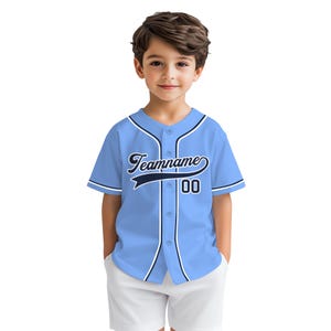 Custom Sky Blue Baseball Jersey With Heat Press or Embroidery ...