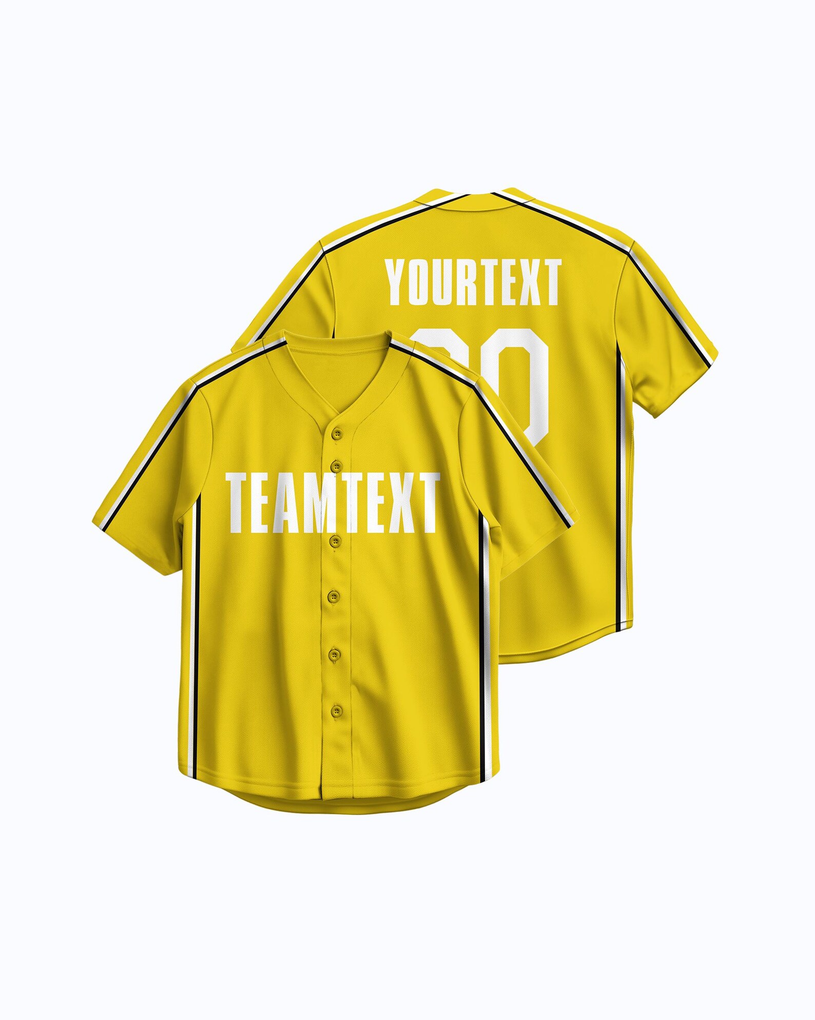 Custom Yellow Baseball Jersey – Shoulder Stripe Embroidery or Heat ...