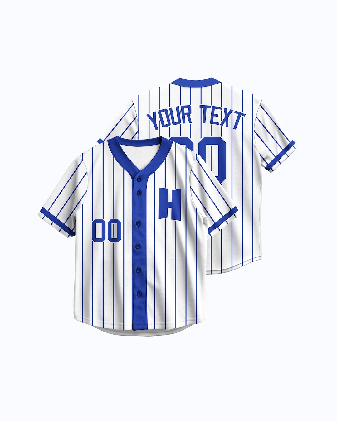 Custom White Blue Baseball Jersey – Personalized Striped Shirt – Heat ...