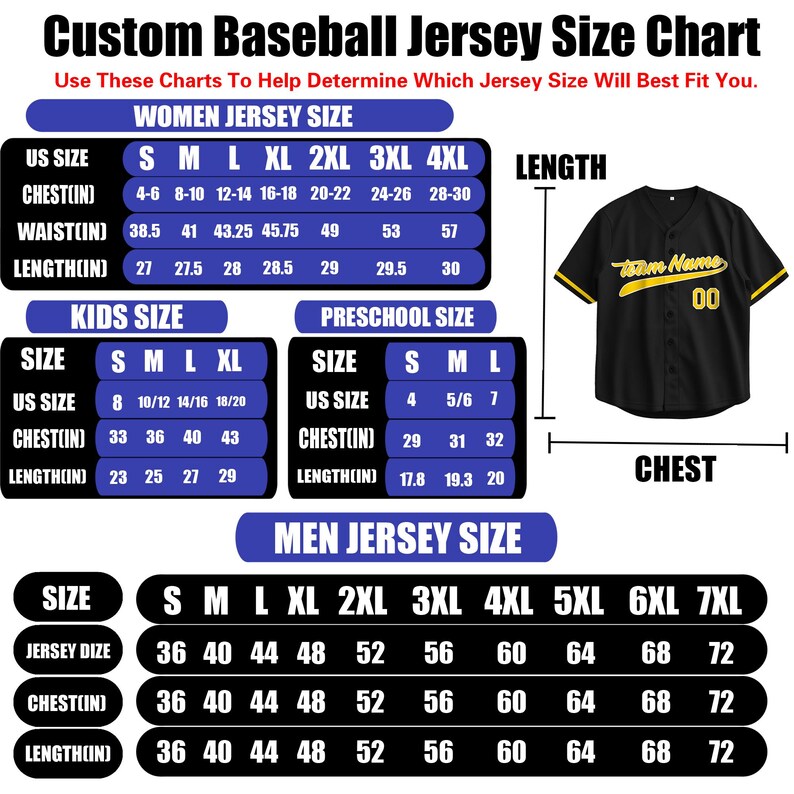 Custom Baseball Jersey With Outline Font, Personalized Team Name and ...