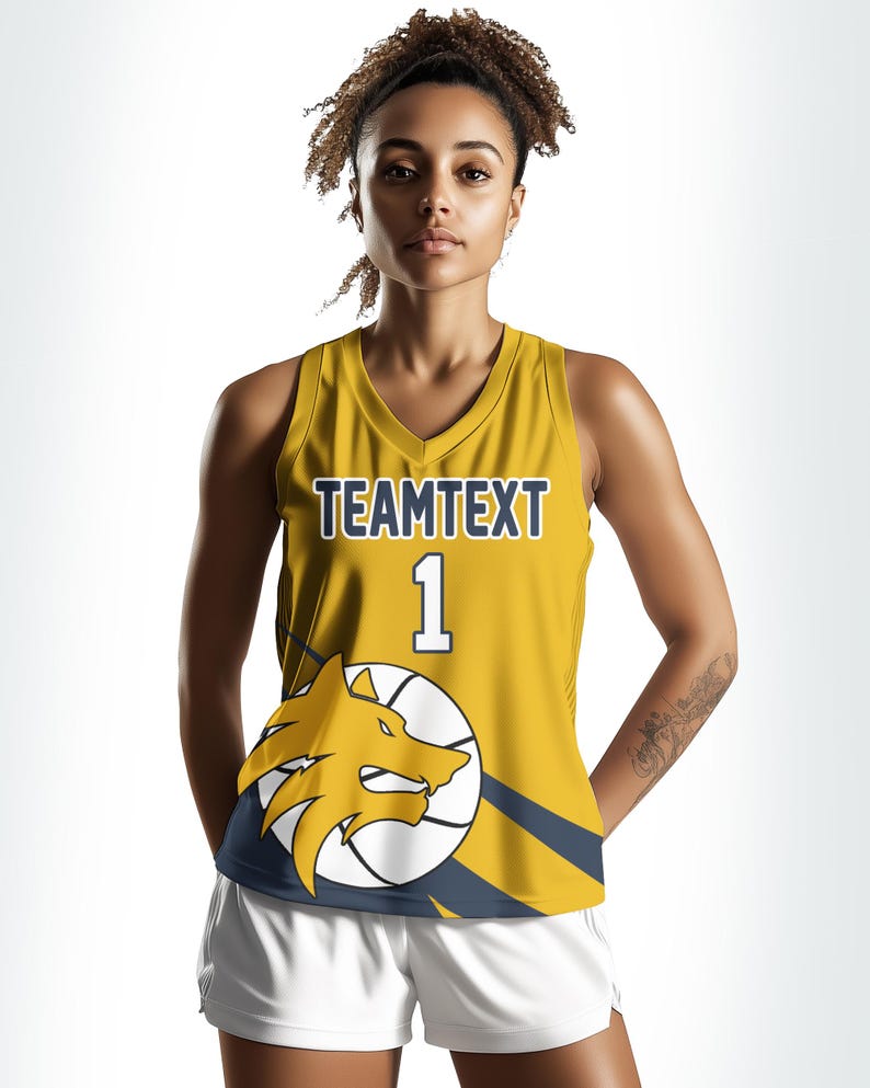 Custom Yellow Basketball Jersey for Team – Heat Pressed Wolf Logo ...
