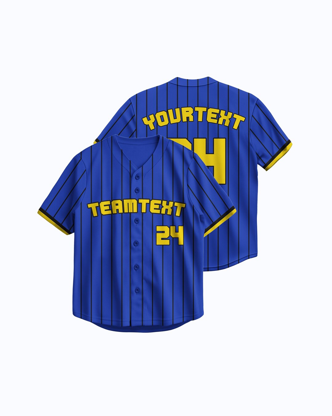 Royal Blue and Yellow Stripe Baseball Jersey With Heat Press Custom ...