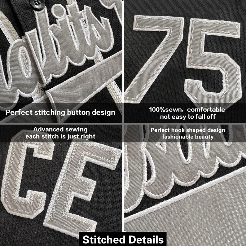Outlined Text Custom Baseball Jersey, Embroidery or Heat Press ...