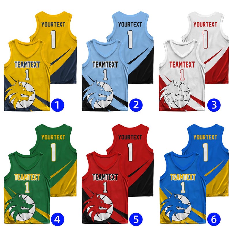 Custom Yellow Basketball Jersey for Team – Heat Pressed Wolf Logo ...