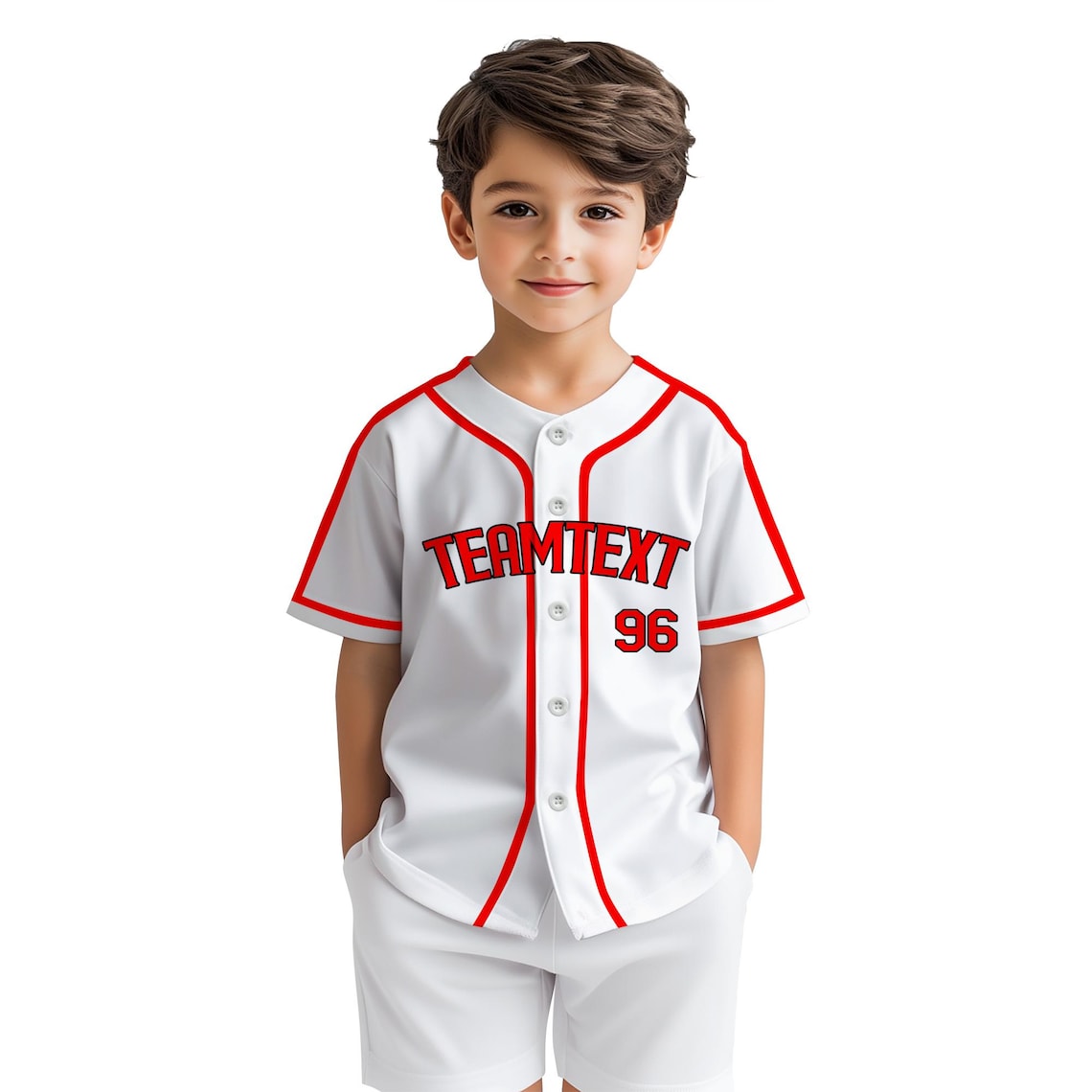 Custom White Red Baseball Jersey – Heat Press or Embroidered ...