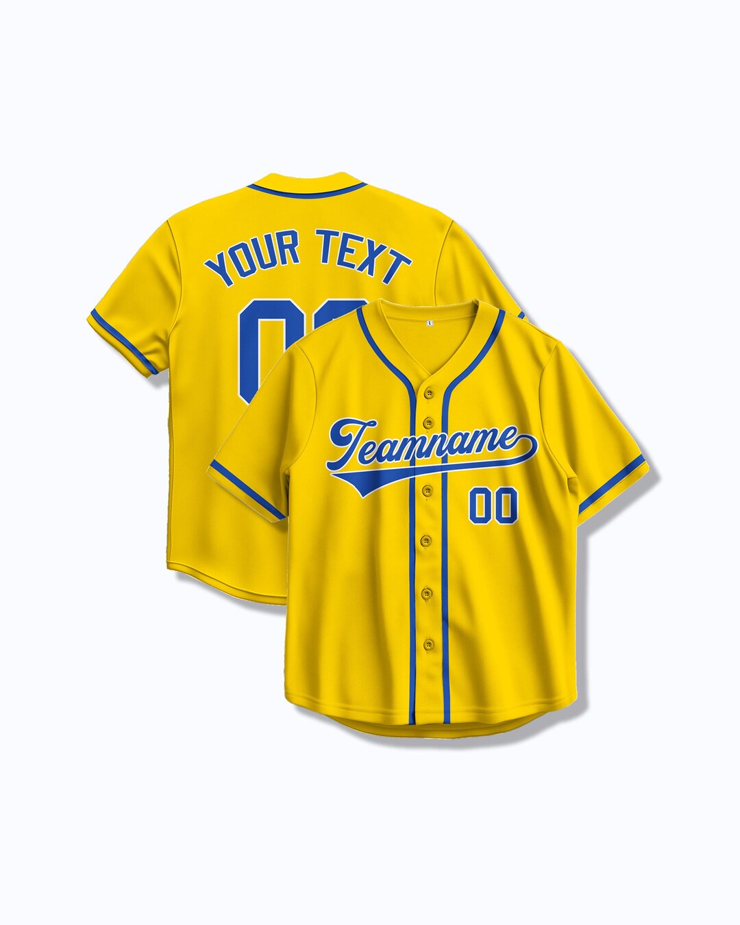 Yellow and Blue Custom Baseball Jersey – Personalized Sports Shirt With ...