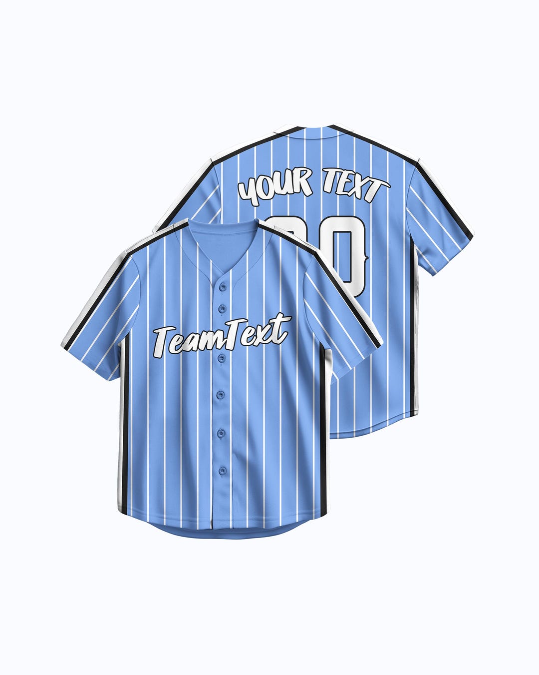 Sky Blue Striped Baseball Jersey – Custom Heat Press or Embroidered ...