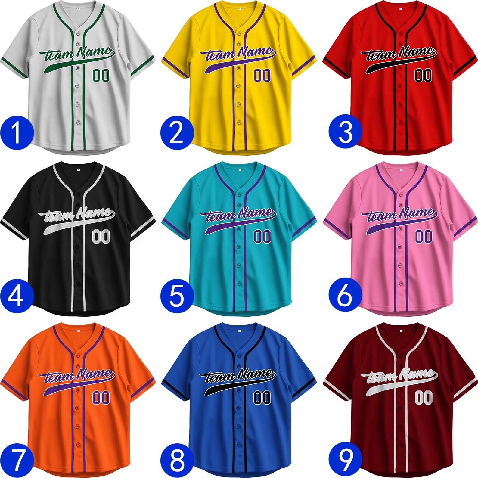 Outlined Text Custom Baseball Jersey, Embroidery or Heat Press ...