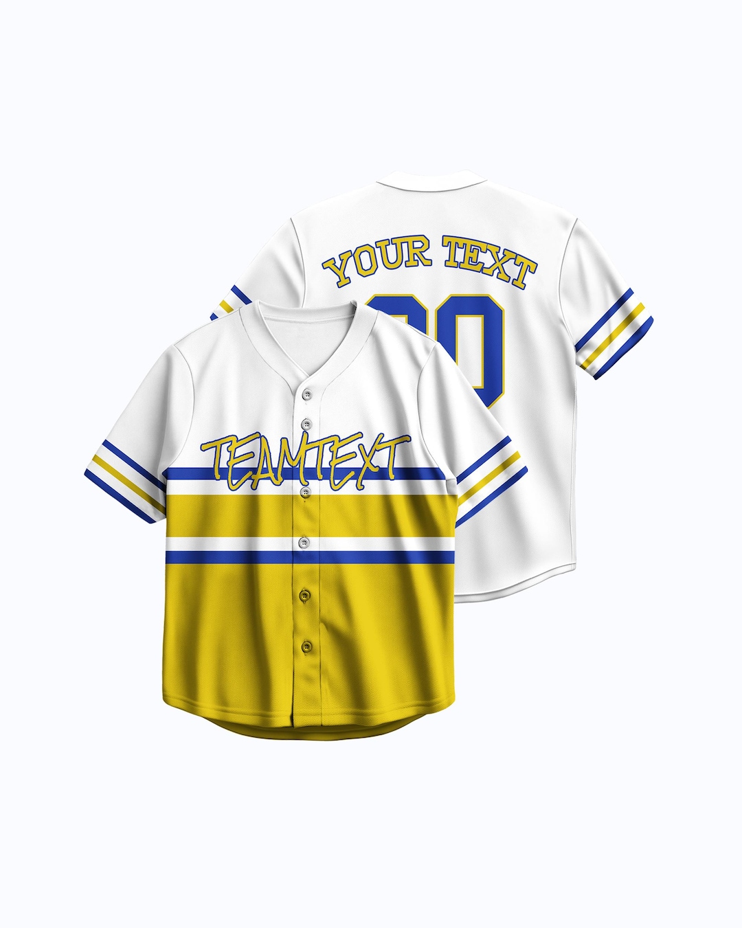 Yellow White Blue Baseball Jersey With Stripes | Personalized Team ...