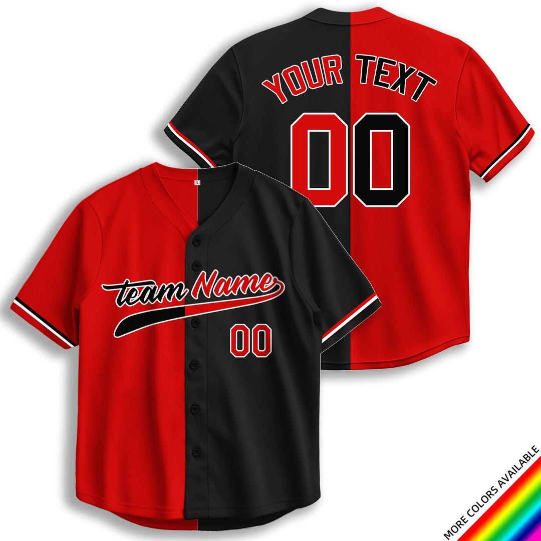 Custom Red and Black Baseball Jersey | Embroidered or Heat Press ...