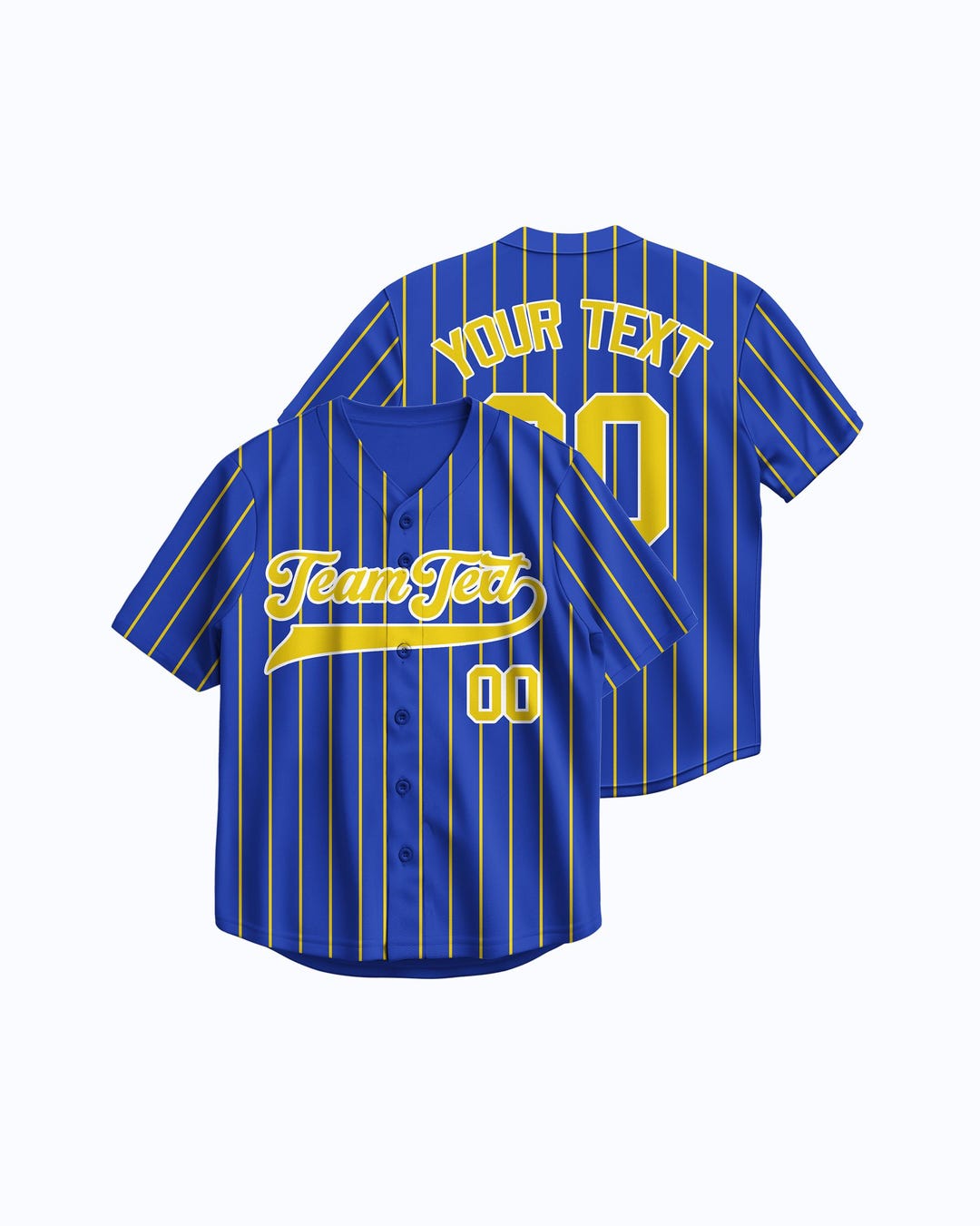 Custom Royal Blue Baseball Jersey Yellow Stripes Personalized Team ...