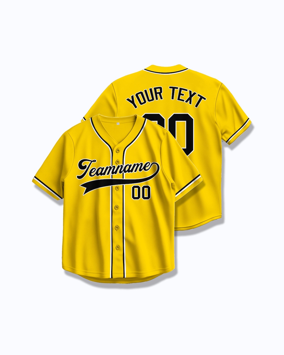 Custom Yellow Baseball Jersey With Heat Press or Embroidery ...