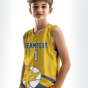 Custom Yellow Basketball Jersey for Team – Heat Pressed Wolf Logo ...