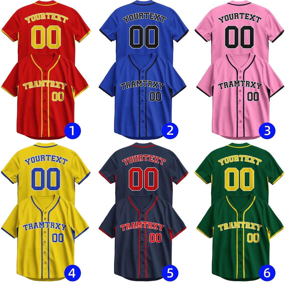 Classic Red Yellow Baseball Jersey With Heat Press Custom Name Number ...