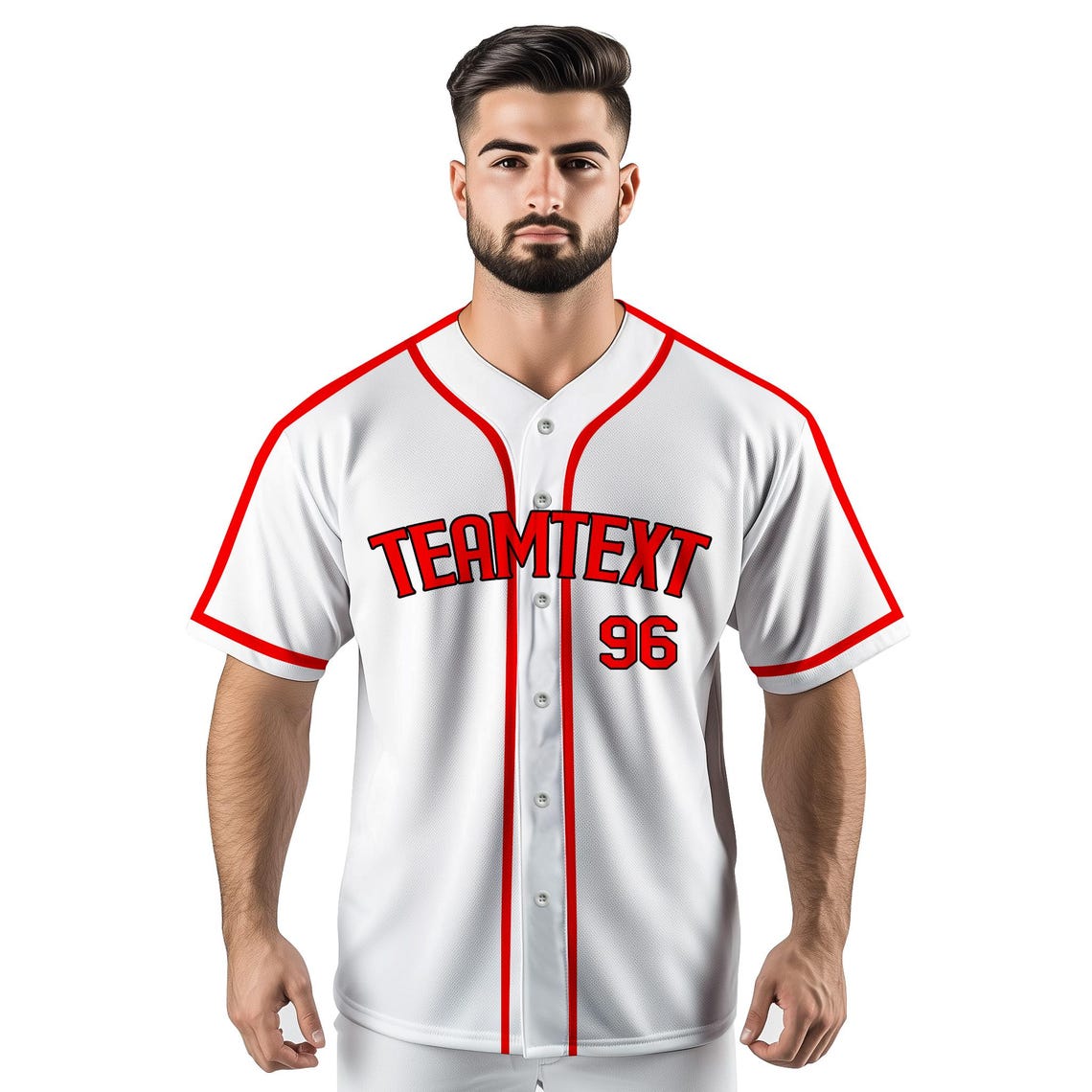 Custom White Red Baseball Jersey – Heat Press or Embroidered ...
