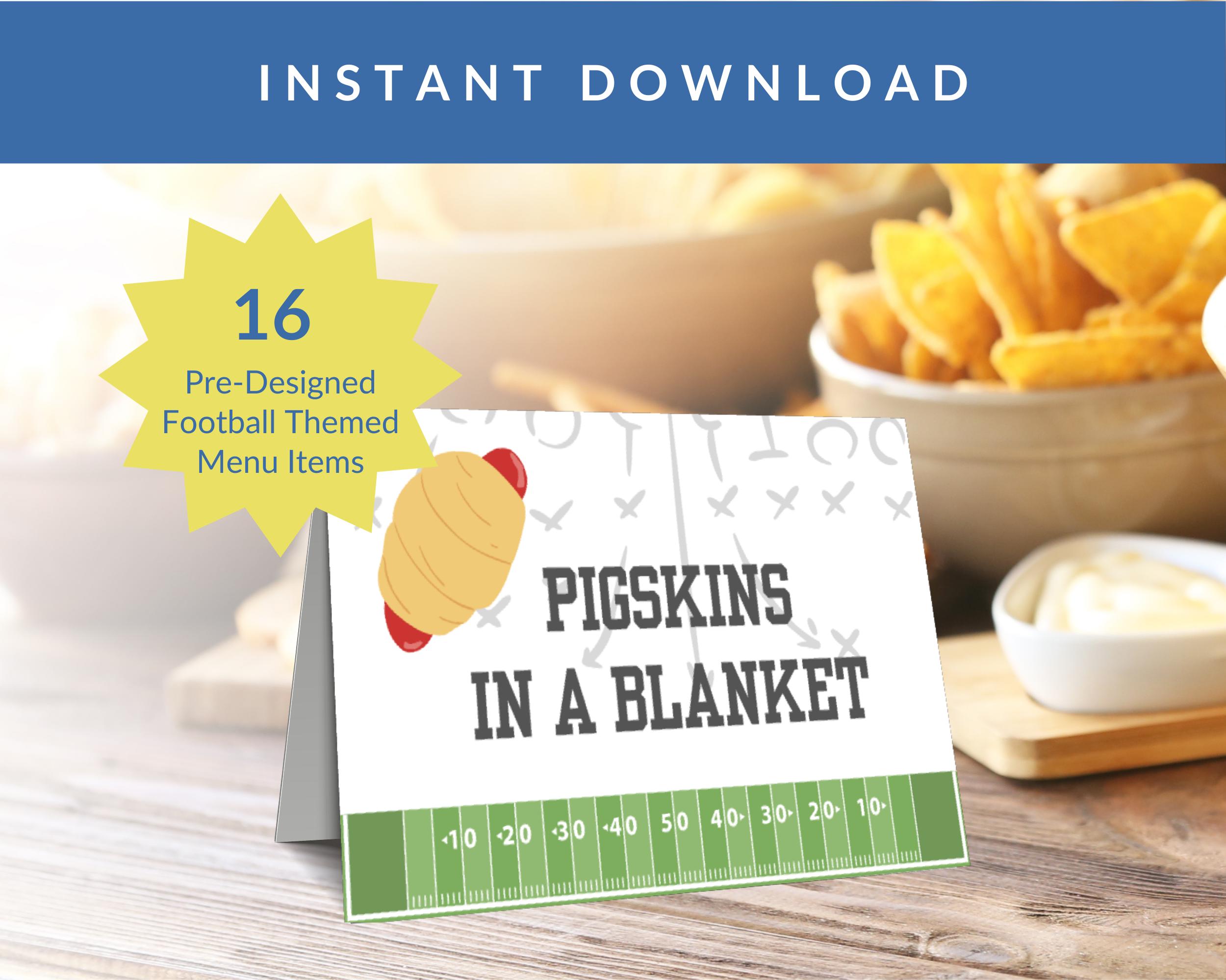 Football Party Food Tent Labels: 16 Printable Cards; Super Bowl Party ...