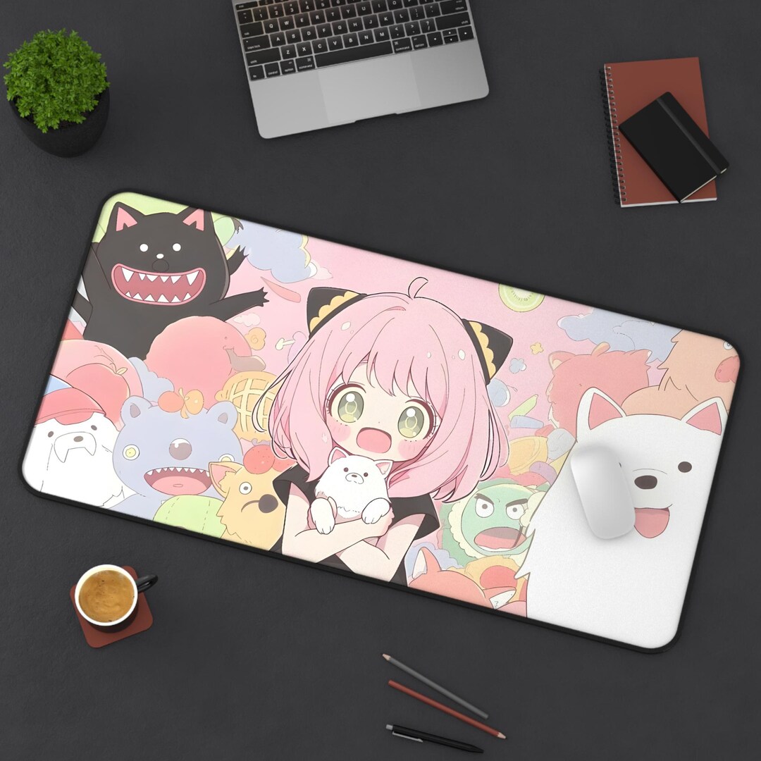 Kawaii Anime Desk Mat & Mousepad – Cute Girl Surrounded by Adorable ...