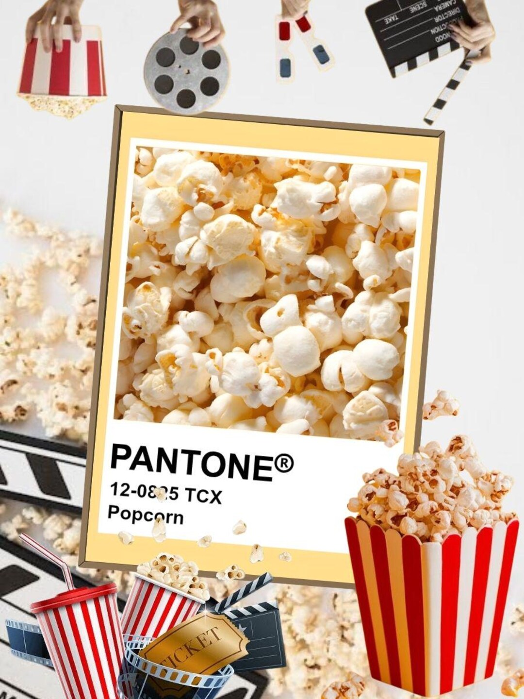 Popcorn Pantone Art Print Aesthetic Food Wall Decor Minimalist Kitchen ...