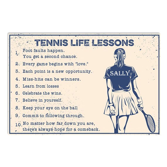 Tennis Life Lessons Poster Personalized Tennis Girl Poster - Etsy