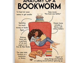 Bookworm Poster - Etsy