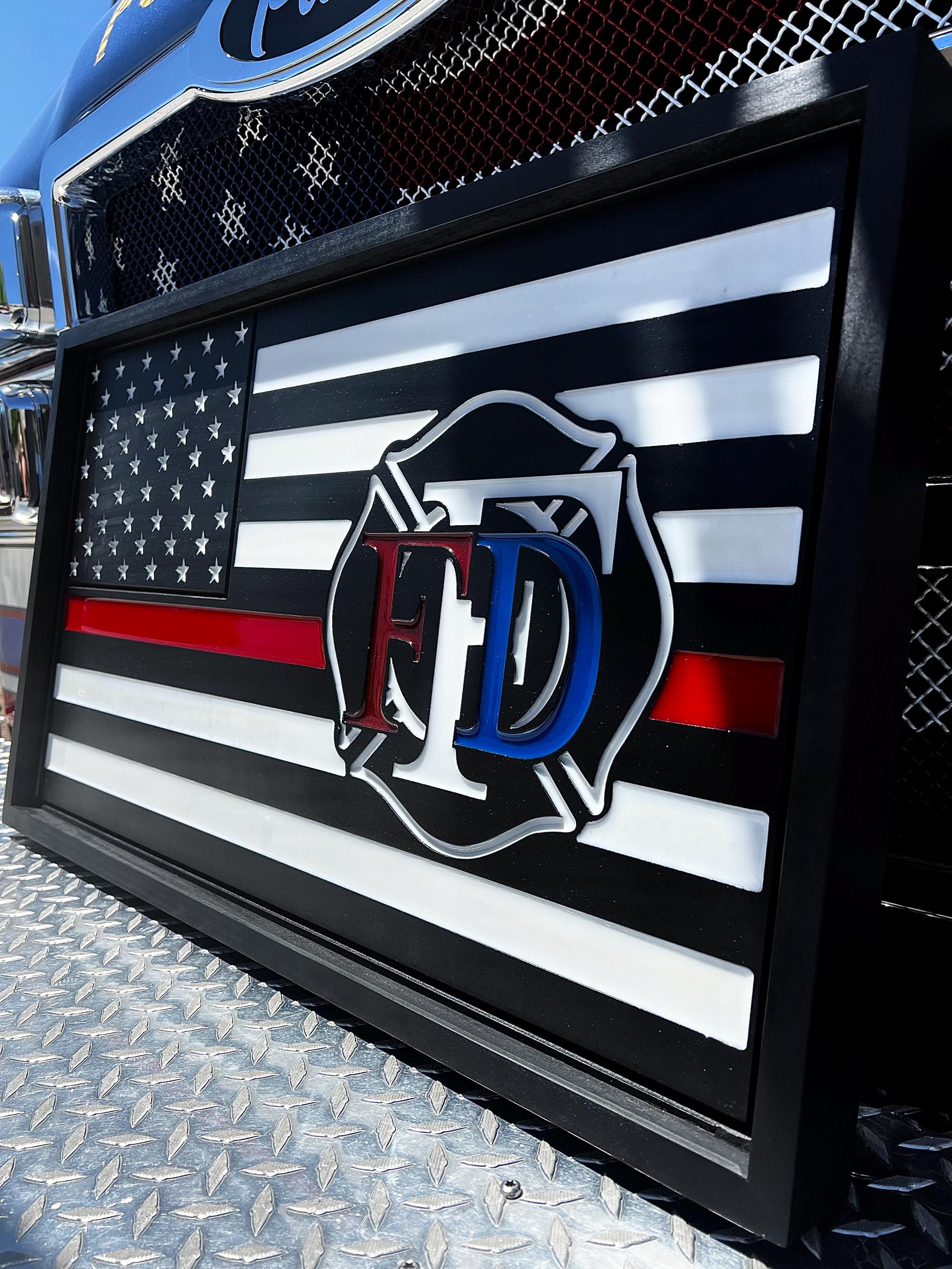 Firefighter Custom Epoxy Sign- the Thin Red - Etsy