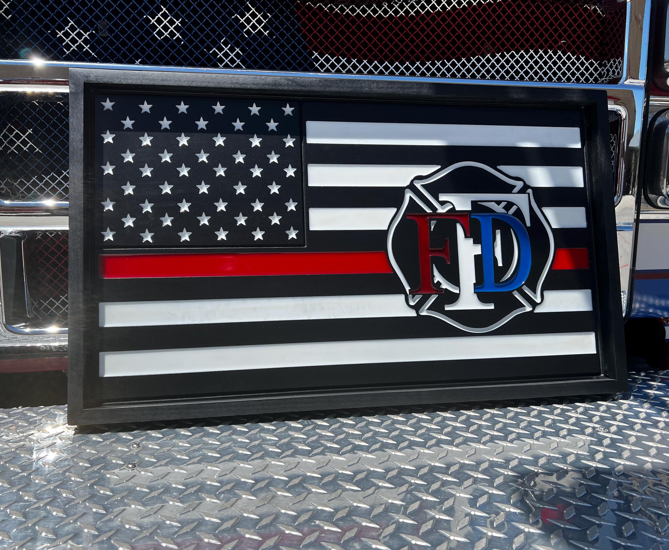 Firefighter Custom Epoxy Sign- the Thin Red - Etsy