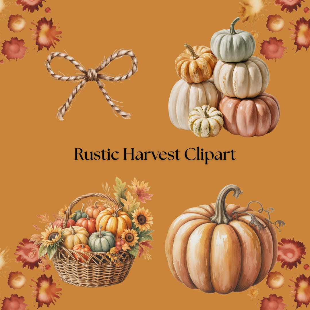 Rustic Harvest Watercolor Clipart Bundle | Fall Pumpkin Clip Art ...