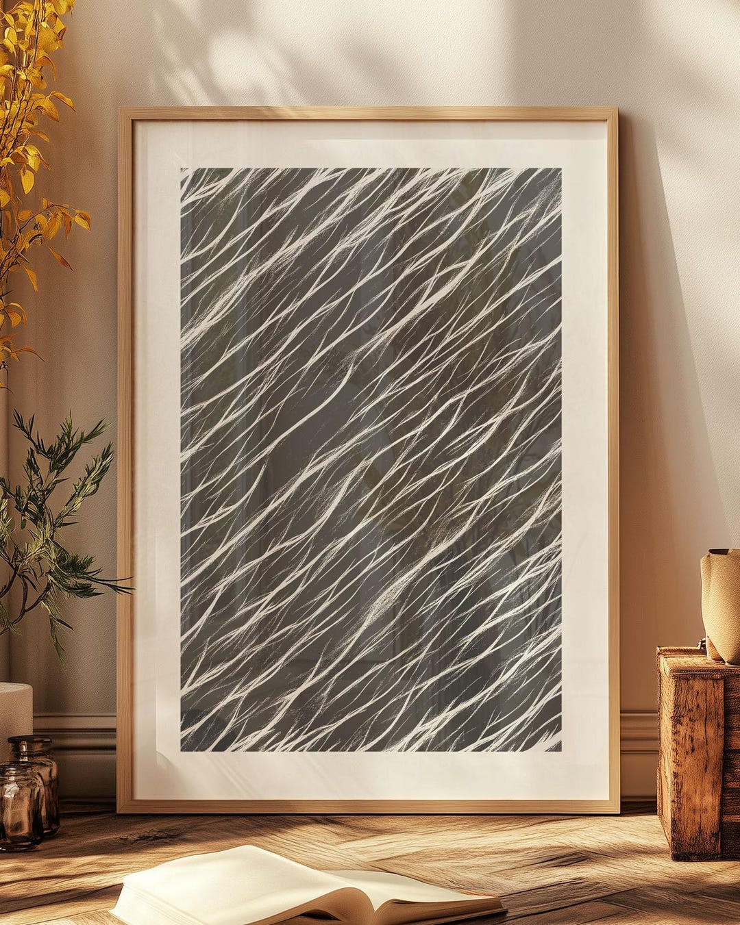 Minimalist Abstract Wave Line Art - Modern Digital Wall Art - Instant ...