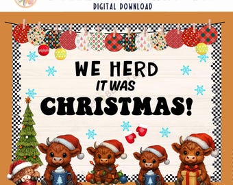 Highland Cow Christmas Bulletin Board Kit | Winter Holiday Classroom ...