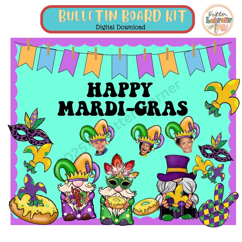 Mardi Gras Gnomes Bulletin Board Parading With My Gnomies Display Kit ...