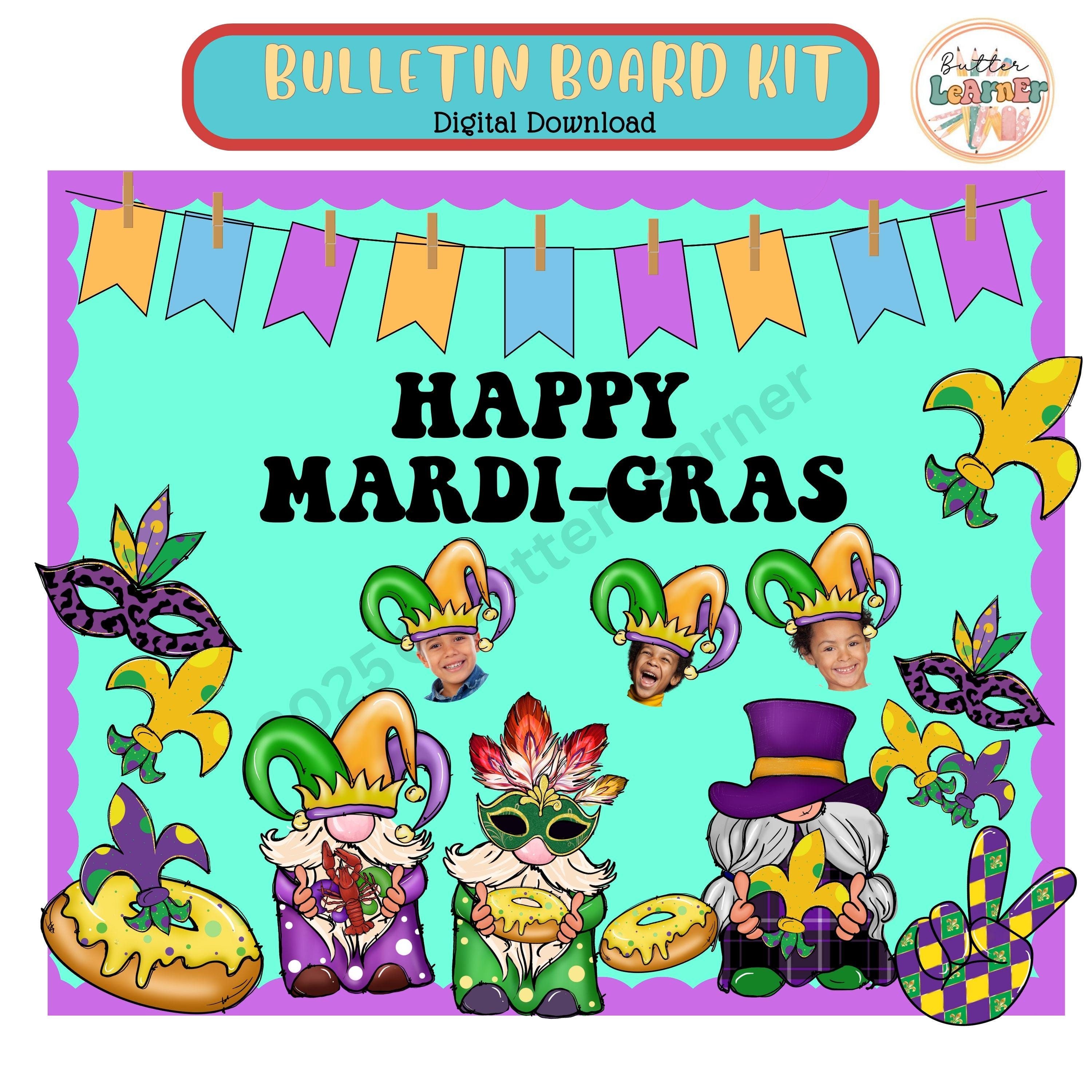 Mardi Gras Gnomes Bulletin Board Parading With My Gnomies Display Kit ...