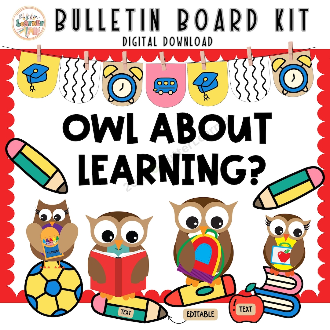 Owl Bulletin Board Kit: Back to School Classroom Decor (editable PPT ...