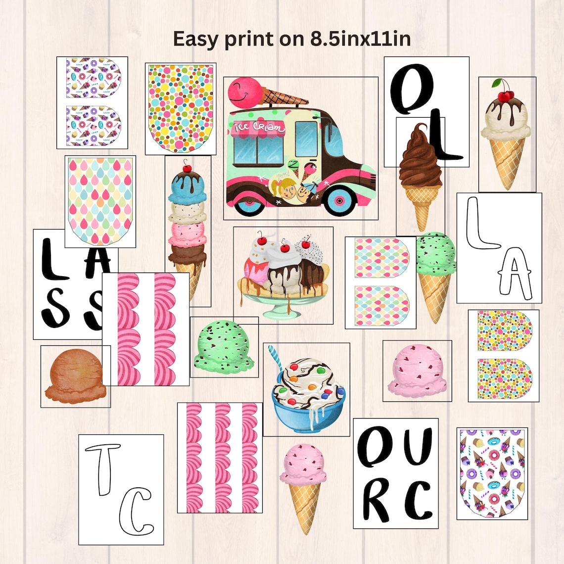Ice Cream Truck Summer Bulletin Board Kit: Editable Classroom Decor ...